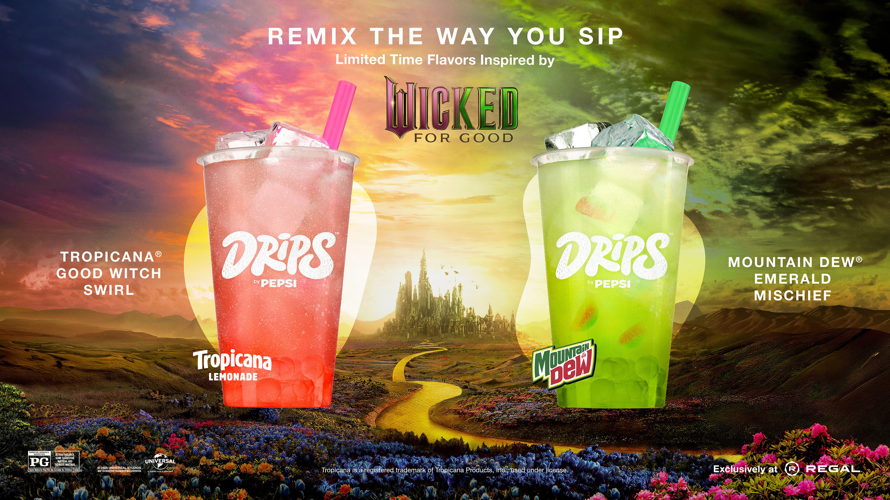 Regal Theaters Adds Exclusive DRIPS by Pepsi Wicked: For Good Beverages